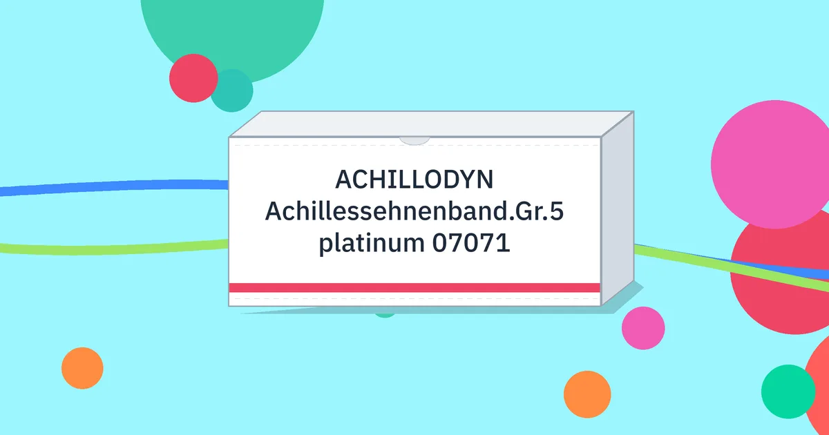 Symbolbild: Packung mit der Aufschrift ACHILLODYN Achillessehnenband.Gr.5 platinum 07071 (PZN 06826439) – Verfügbarkeit und Bezug in Apotheken in Frankfurt am Main