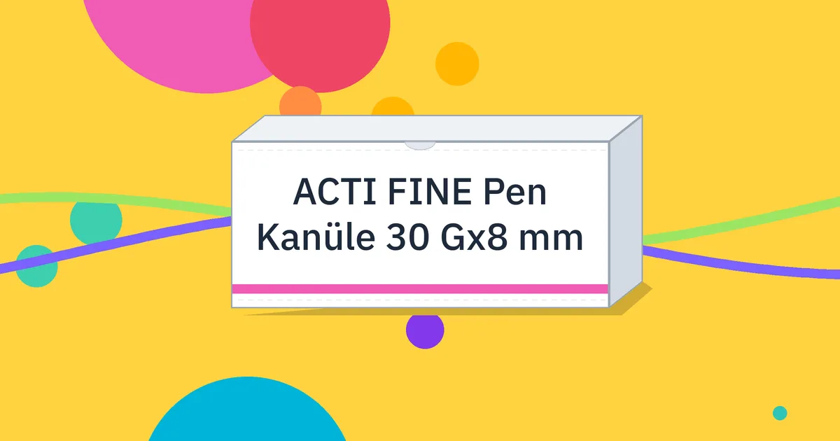 Symbolbild: Packung mit der Aufschrift ACTI FINE Pen Kanüle 30 Gx8 mm (PZN 09534772) – Verfügbarkeit und Bezug in Apotheken in Frankfurt am Main