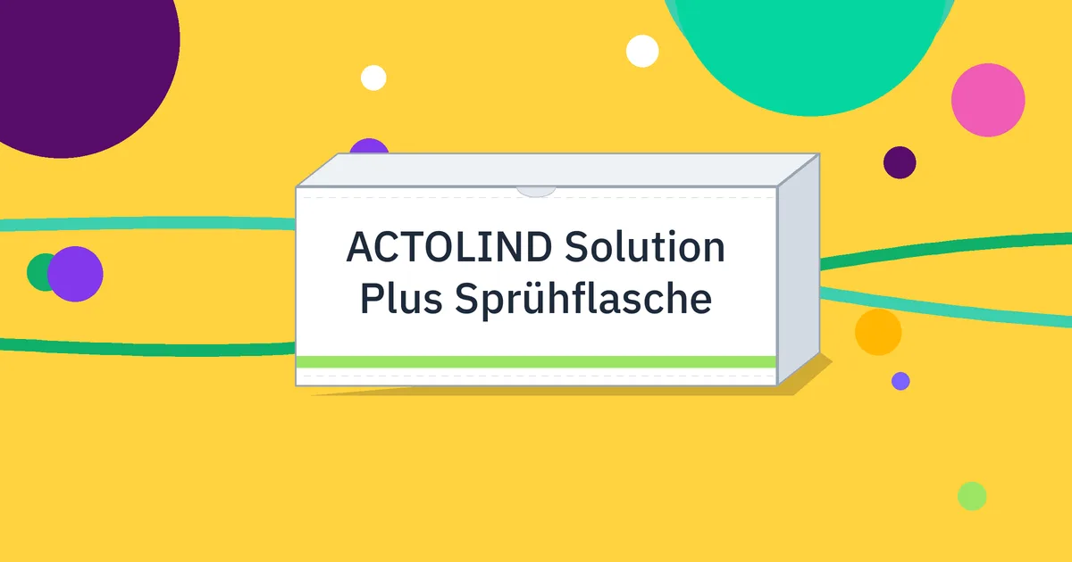 Symbolbild: Packung mit der Aufschrift ACTOLIND Solution Plus Sprühflasche (PZN 17586889) – Verfügbarkeit und Bezug in Apotheken in Frankfurt am Main