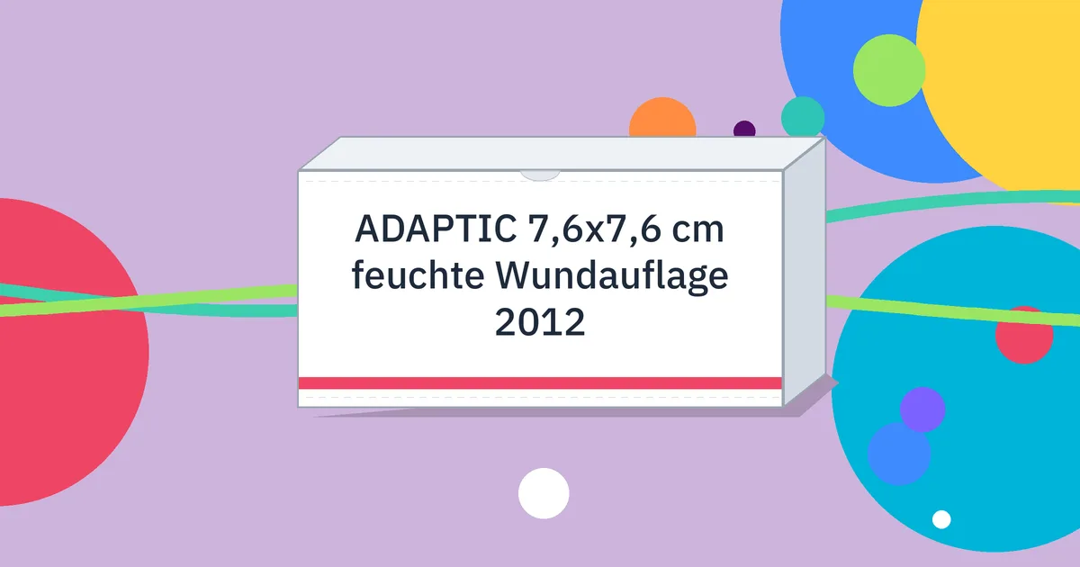 Symbolbild: Packung mit der Aufschrift ADAPTIC 7,6x7,6 cm feuchte Wundauflage 2012 (PZN 12378726) – Verfügbarkeit und Bezug in Apotheken in Frankfurt am Main