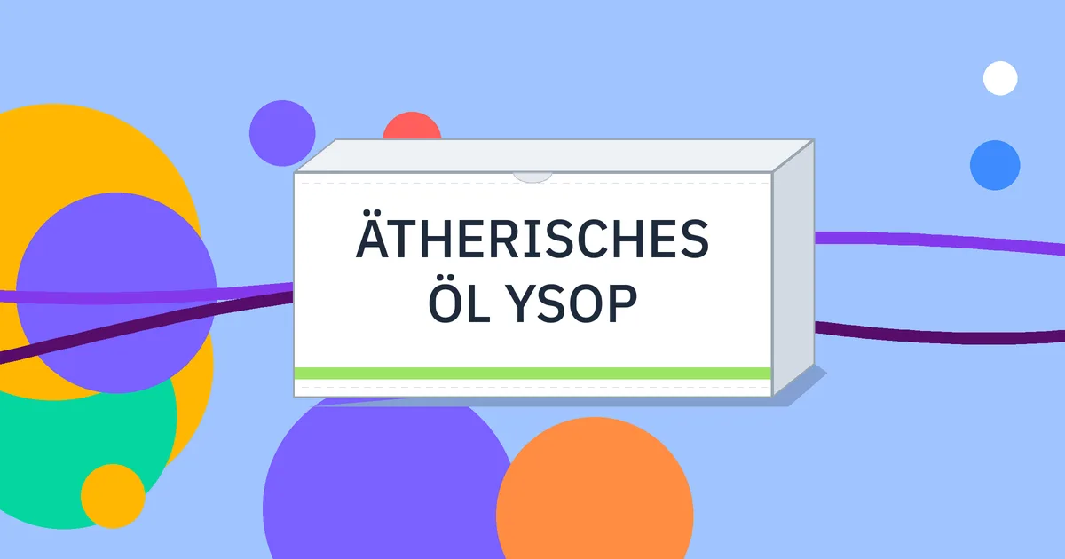Symbolbild: Packung mit der Aufschrift ÄTHERISCHES ÖL YSOP (PZN 20026881) – Verfügbarkeit und Bezug in Apotheken in Frankfurt am Main