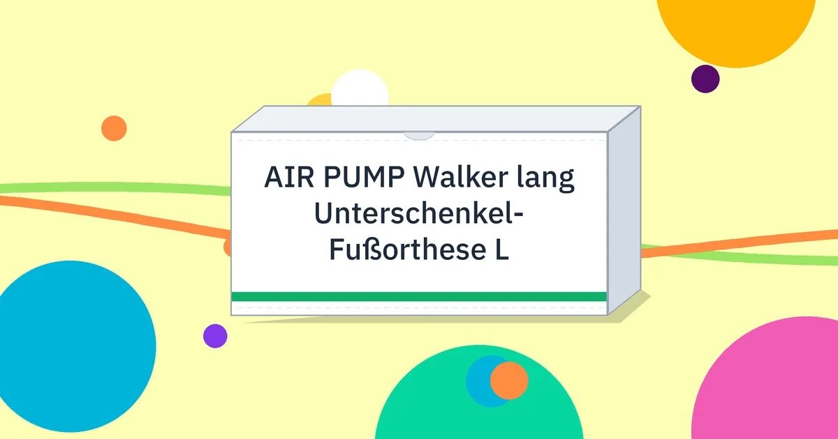 Symbolbild: Packung mit der Aufschrift AIR PUMP Walker lang Unterschenkel-Fußorthese L (PZN 19108941) – Verfügbarkeit und Bezug in Apotheken in Frankfurt am Main