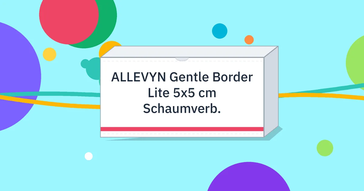 Symbolbild: Packung mit der Aufschrift ALLEVYN Gentle Border Lite 5x5 cm Schaumverb. (PZN 19669208) – Verfügbarkeit und Bezug in Apotheken in Frankfurt am Main