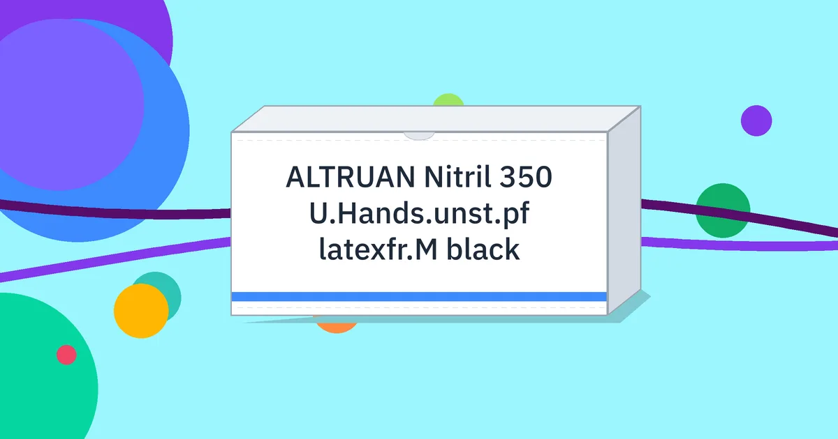 Symbolbild: Packung mit der Aufschrift ALTRUAN Nitril 350 U.Hands.unst.pf latexfr.M black (PZN 20114504) – Verfügbarkeit und Bezug in Apotheken in Frankfurt am Main