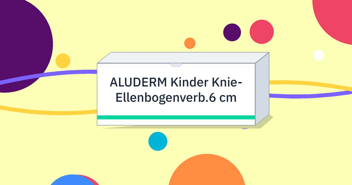 Symbolbild: Packung mit der Aufschrift ALUDERM Kinder Knie-Ellenbogenverb.6 cm (PZN 00118664) – Verfügbarkeit und Bezug in Apotheken in Frankfurt am Main