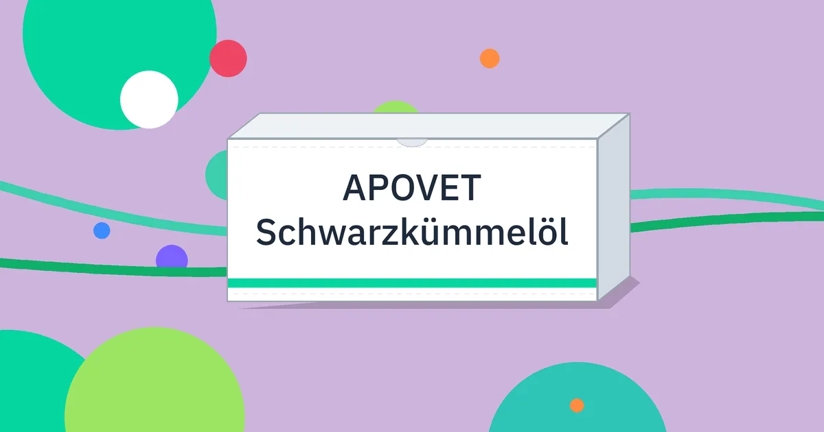 Symbolbild: Packung mit der Aufschrift APOVET Schwarzkümmelöl (PZN 14415868) – Verfügbarkeit und Bezug in Apotheken in Frankfurt am Main