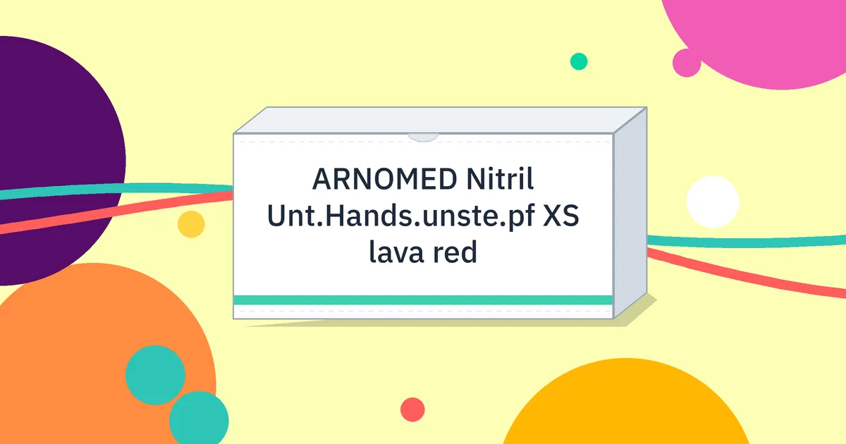 Symbolbild: Packung mit der Aufschrift ARNOMED Nitril Unt.Hands.unste.pf XS lava red (PZN 18136786) – Verfügbarkeit und Bezug in Apotheken in Frankfurt am Main