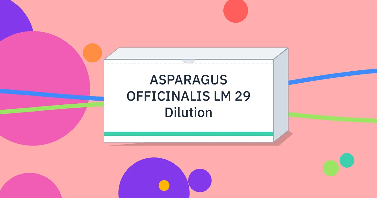 Symbolbild: Packung mit der Aufschrift ASPARAGUS OFFICINALIS LM 29 Dilution (PZN 13403231) – Verfügbarkeit und Bezug in Apotheken in Frankfurt am Main