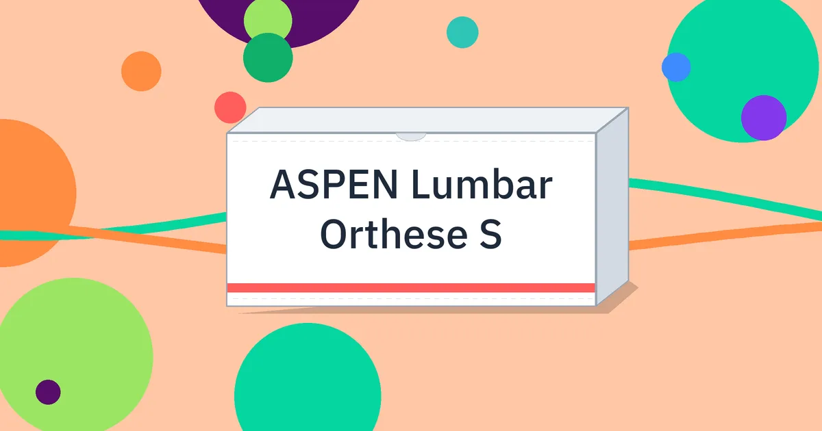 Symbolbild: Packung mit der Aufschrift ASPEN Lumbar Orthese S (PZN 13872109) – Verfügbarkeit und Bezug in Apotheken in Frankfurt am Main