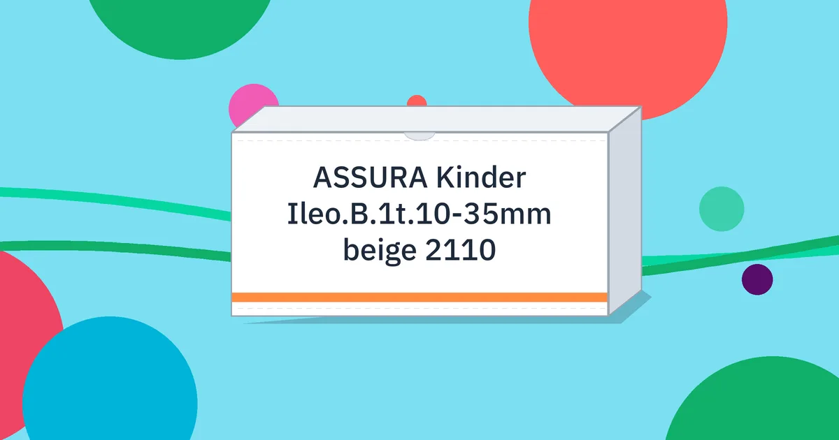 Symbolbild: Packung mit der Aufschrift ASSURA Kinder Ileo.B.1t.10-35mm beige 2110 (PZN 03982481) – Verfügbarkeit und Bezug in Apotheken in Frankfurt am Main