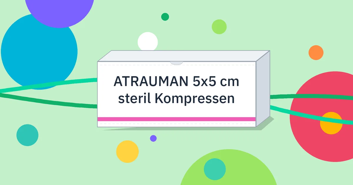 Symbolbild: Packung mit der Aufschrift ATRAUMAN 5x5 cm steril Kompressen (PZN 05397887) – Verfügbarkeit und Bezug in Apotheken in Frankfurt am Main