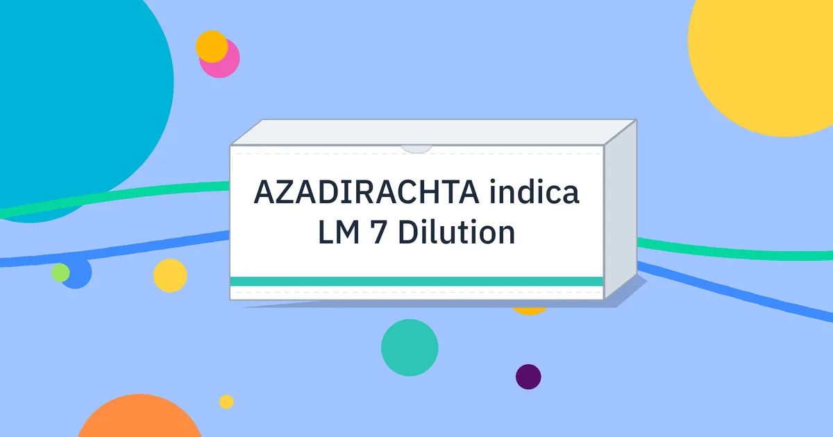 Symbolbild: Packung mit der Aufschrift AZADIRACHTA indica LM 7 Dilution (PZN 13374736) – Verfügbarkeit und Bezug in Apotheken in Frankfurt am Main