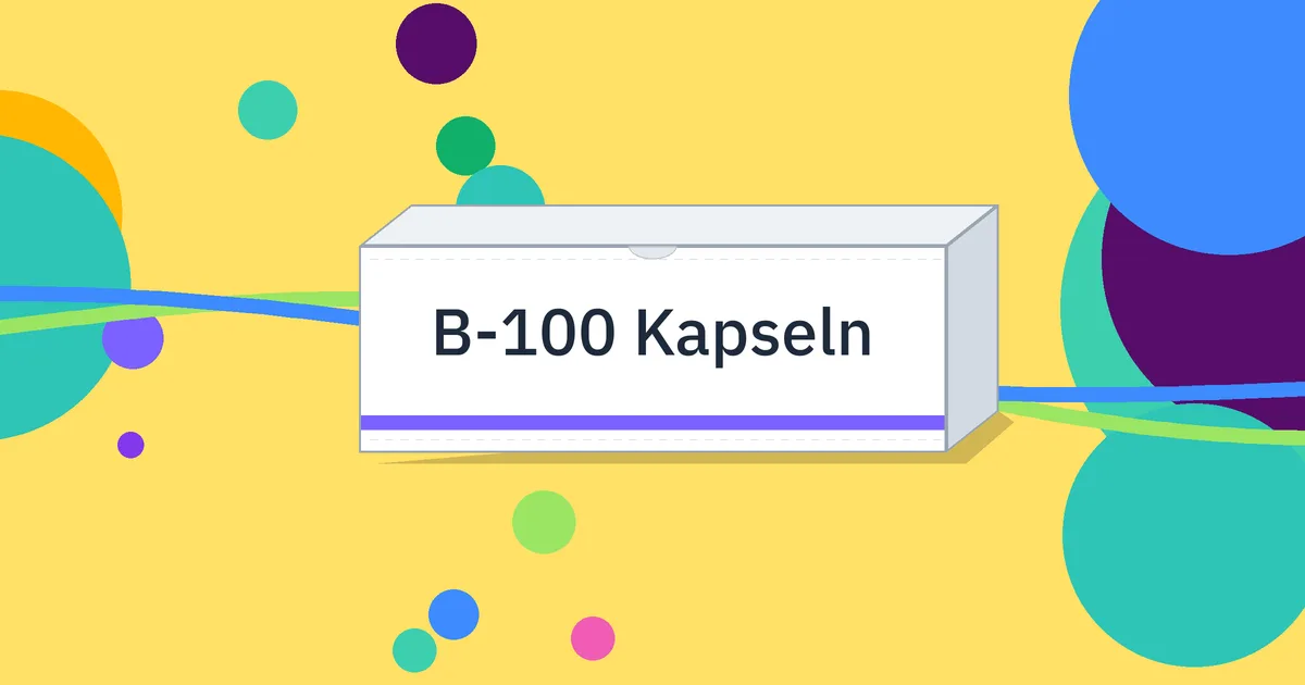 Symbolbild: Packung mit der Aufschrift B-100 Kapseln (PZN 16394076) – Verfügbarkeit und Bezug in Apotheken in Frankfurt am Main