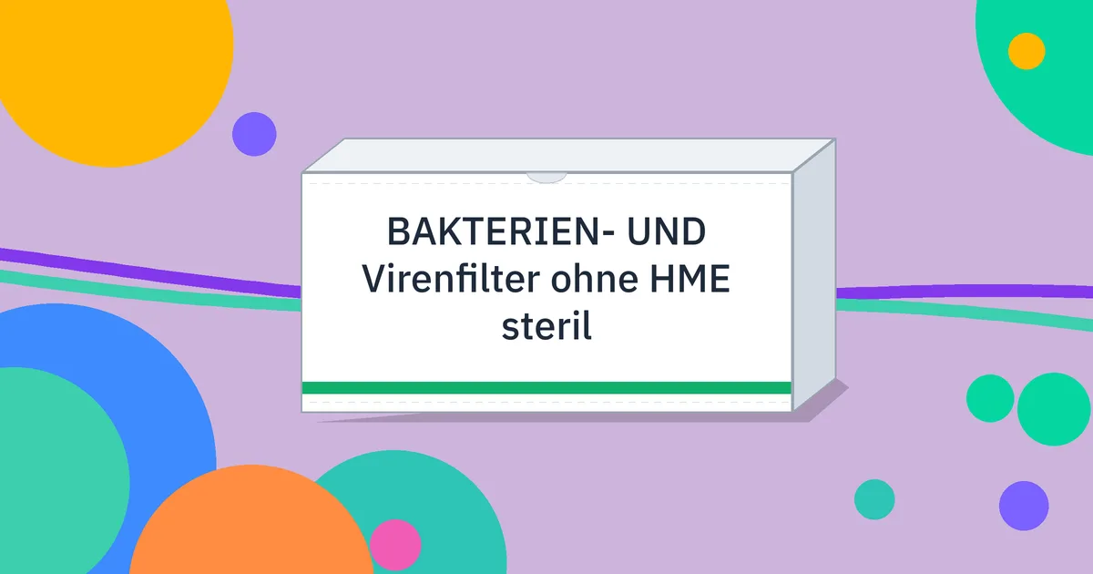 Symbolbild: Packung mit der Aufschrift BAKTERIEN- UND Virenfilter ohne HME steril (PZN 17982898) – Verfügbarkeit und Bezug in Apotheken in Frankfurt am Main