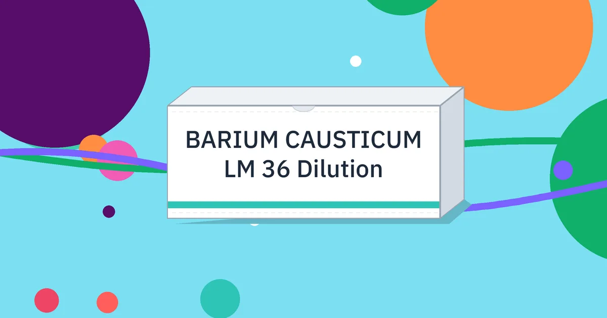 Symbolbild: Packung mit der Aufschrift BARIUM CAUSTICUM LM 36 Dilution (PZN 13377019) – Verfügbarkeit und Bezug in Apotheken in Frankfurt am Main