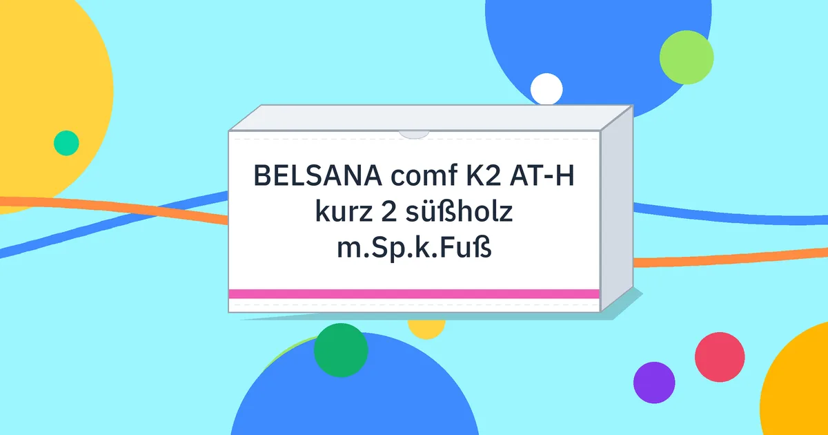 Symbolbild: Packung mit der Aufschrift BELSANA comf K2 AT-H kurz 2 süßholz m.Sp.k.Fuß (PZN 12328869) – Verfügbarkeit und Bezug in Apotheken in Frankfurt am Main