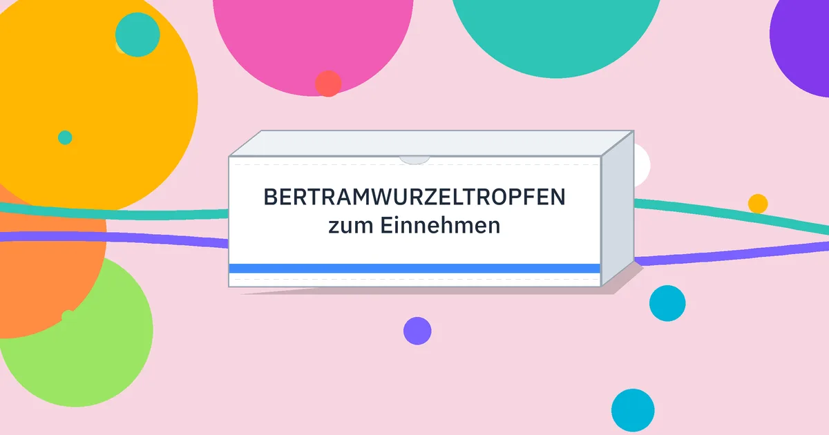 Symbolbild: Packung mit der Aufschrift BERTRAMWURZELTROPFEN zum Einnehmen (PZN 11866323) – Verfügbarkeit und Bezug in Apotheken in Frankfurt am Main