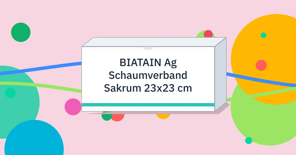 Symbolbild: Packung mit der Aufschrift BIATAIN Ag Schaumverband Sakrum 23x23 cm (PZN 06155933) – Verfügbarkeit und Bezug in Apotheken in Frankfurt am Main