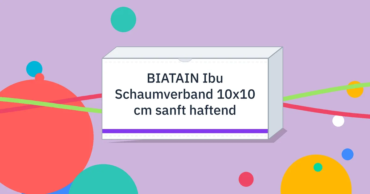 Symbolbild: Packung mit der Aufschrift BIATAIN Ibu Schaumverband 10x10 cm sanft haftend (PZN 04808532) – Verfügbarkeit und Bezug in Apotheken in Frankfurt am Main