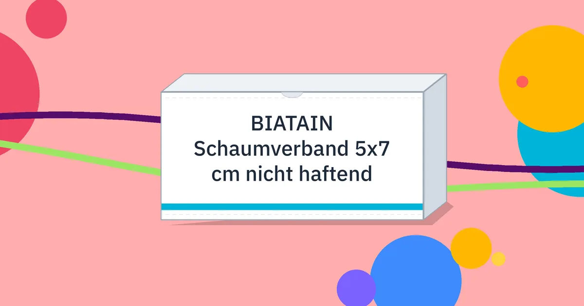 Symbolbild: Packung mit der Aufschrift BIATAIN Schaumverband 5x7 cm nicht haftend (PZN 10837839) – Verfügbarkeit und Bezug in Apotheken in Frankfurt am Main