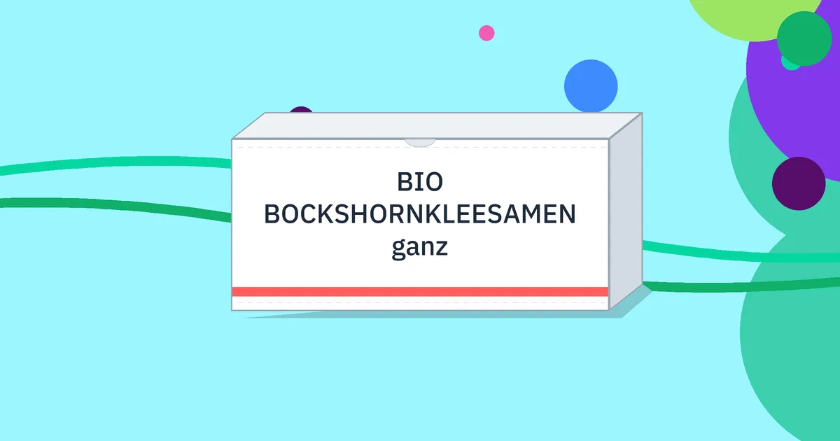 Symbolbild: Packung mit der Aufschrift BIO BOCKSHORNKLEESAMEN ganz (PZN 14030849) – Verfügbarkeit und Bezug in Apotheken in Frankfurt am Main
