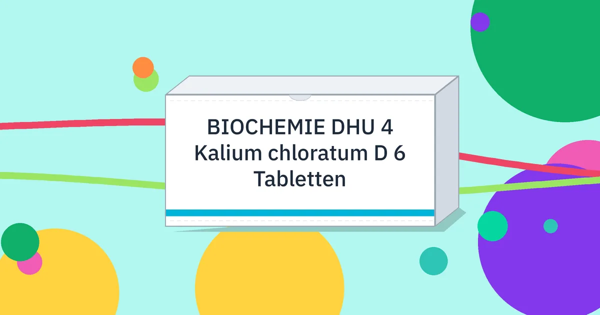 Symbolbild: Packung mit der Aufschrift BIOCHEMIE DHU 4 Kalium chloratum D 6 Tabletten (PZN 00274074) – Verfügbarkeit und Bezug in Apotheken in Frankfurt am Main