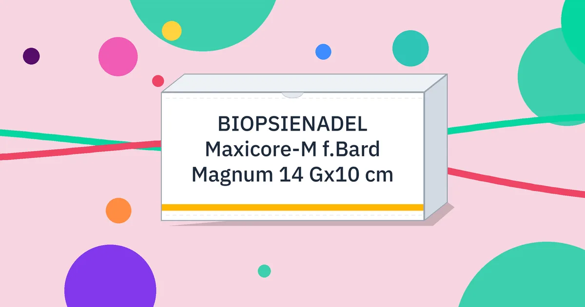 Symbolbild: Packung mit der Aufschrift BIOPSIENADEL Maxicore-M f.Bard Magnum 14 Gx10 cm (PZN 18811785) – Verfügbarkeit und Bezug in Apotheken in Frankfurt am Main