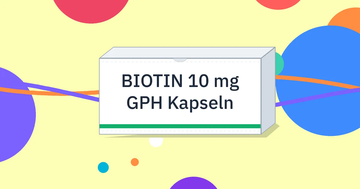 Symbolbild: Packung mit der Aufschrift BIOTIN 10 mg GPH Kapseln (PZN 13250885) – Verfügbarkeit und Bezug in Apotheken in Frankfurt am Main