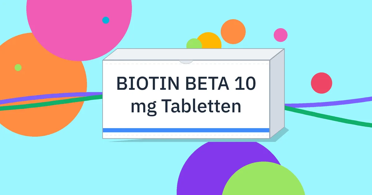 Symbolbild: Packung mit der Aufschrift BIOTIN BETA 10 mg Tabletten (PZN 17386966) – Verfügbarkeit und Bezug in Apotheken in Frankfurt am Main