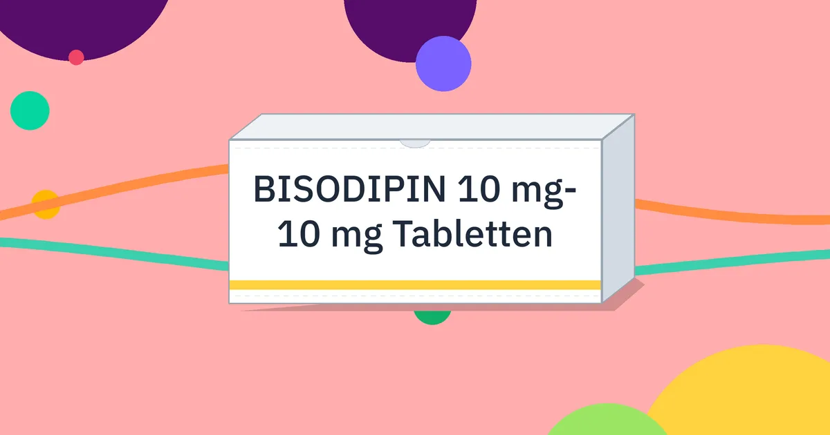 Symbolbild: Packung mit der Aufschrift BISODIPIN 10 mg-10 mg Tabletten (PZN 12020887) – Verfügbarkeit und Bezug in Apotheken in Frankfurt am Main