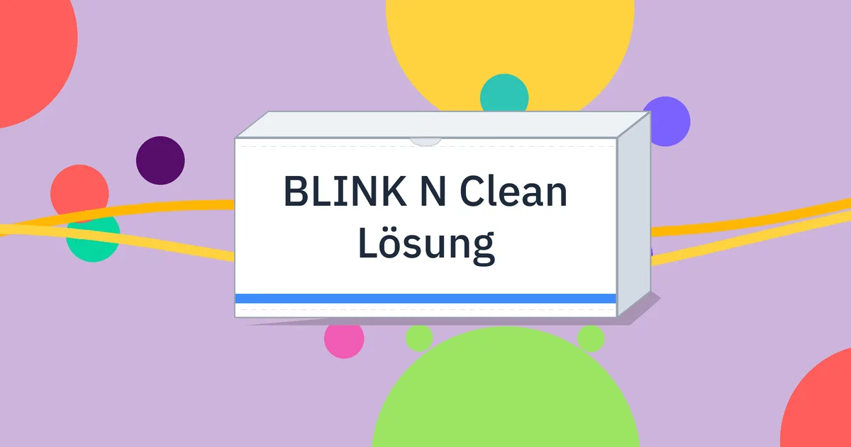 Symbolbild: Packung mit der Aufschrift BLINK N Clean Lösung (PZN 02177837) – Verfügbarkeit und Bezug in Apotheken in Frankfurt am Main