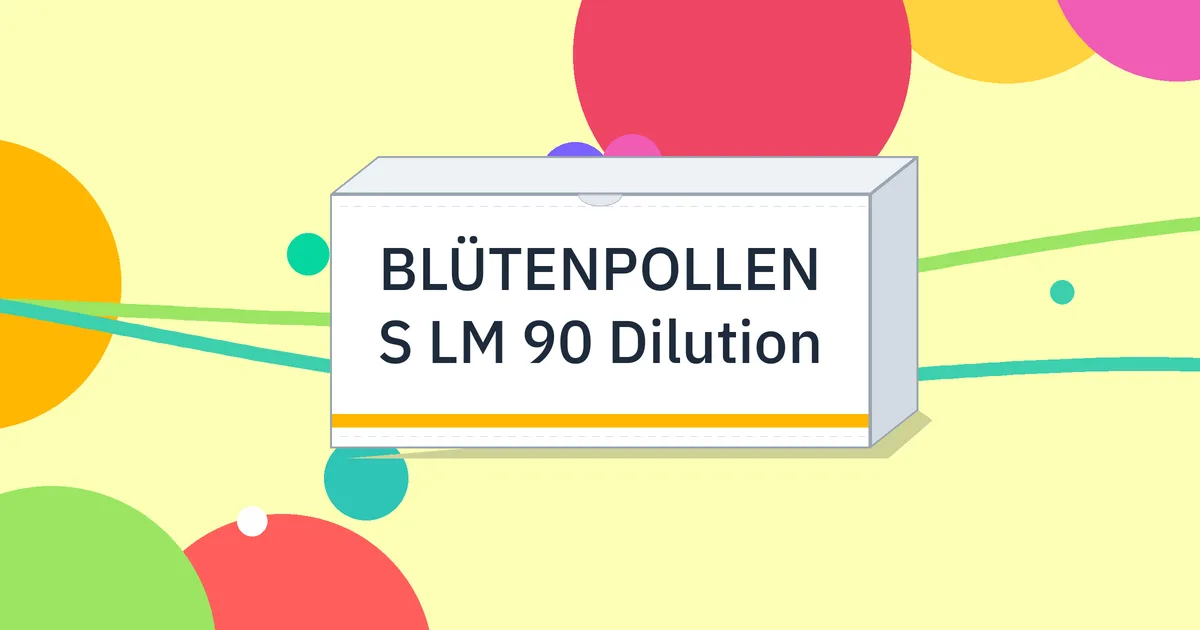 Symbolbild: Packung mit der Aufschrift BLÜTENPOLLEN S LM 90 Dilution (PZN 12795453) – Verfügbarkeit und Bezug in Apotheken in Frankfurt am Main