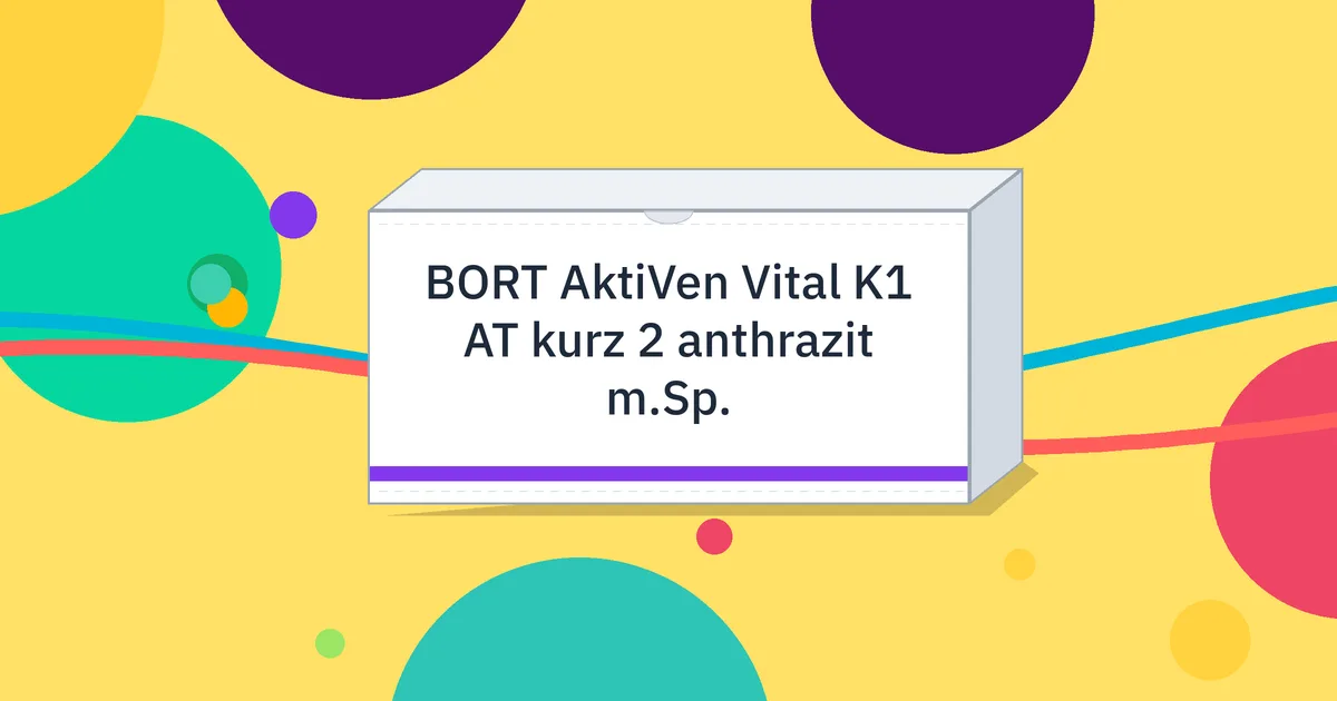 Symbolbild: Packung mit der Aufschrift BORT AktiVen Vital K1 AT kurz 2 anthrazit m.Sp. (PZN 13742594) – Verfügbarkeit und Bezug in Apotheken in Frankfurt am Main