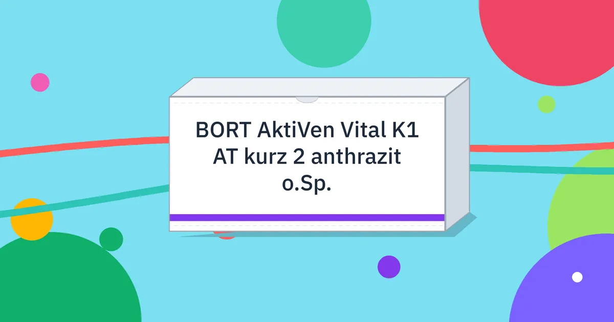 Symbolbild: Packung mit der Aufschrift BORT AktiVen Vital K1 AT kurz 2 anthrazit o.Sp. (PZN 13742418) – Verfügbarkeit und Bezug in Apotheken in Frankfurt am Main
