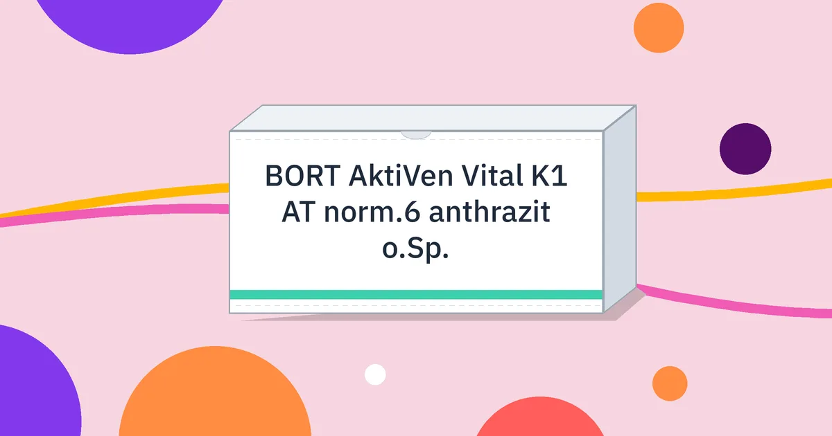 Symbolbild: Packung mit der Aufschrift BORT AktiVen Vital K1 AT norm.6 anthrazit o.Sp. (PZN 13742370) – Verfügbarkeit und Bezug in Apotheken in Frankfurt am Main