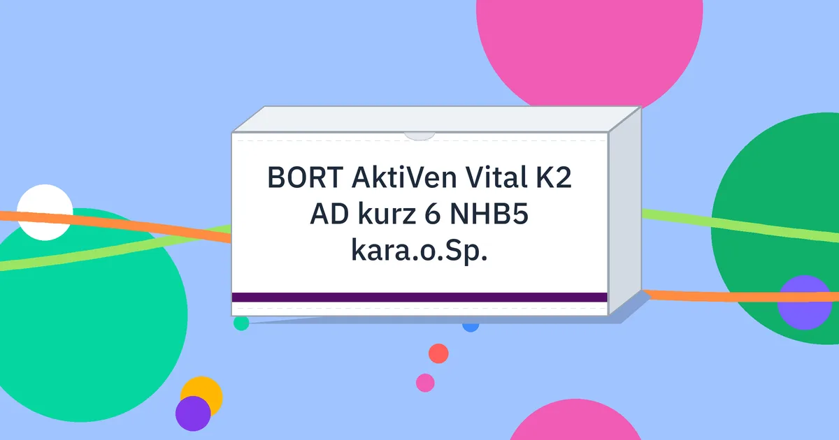 Symbolbild: Packung mit der Aufschrift BORT AktiVen Vital K2 AD kurz 6 NHB5 kara.o.Sp. (PZN 17492875) – Verfügbarkeit und Bezug in Apotheken in Frankfurt am Main