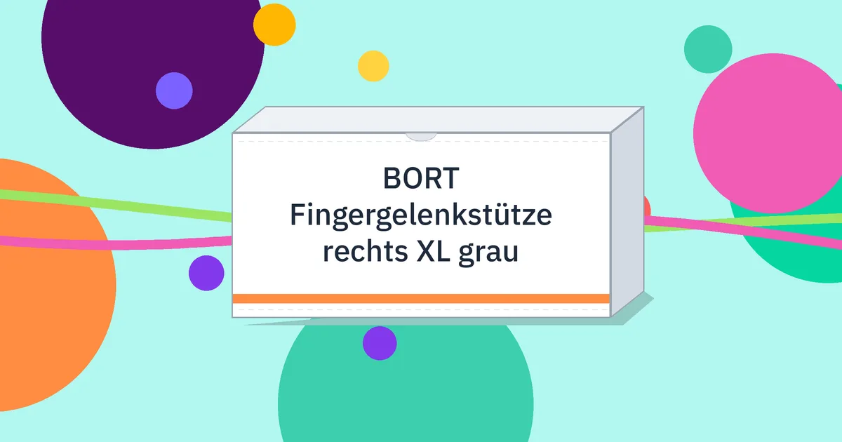 Symbolbild: Packung mit der Aufschrift BORT Fingergelenkstütze rechts XL grau (PZN 16317408) – Verfügbarkeit und Bezug in Apotheken in Frankfurt am Main