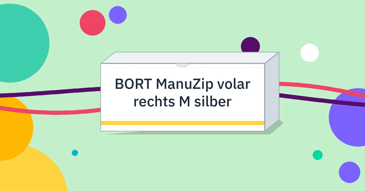 Symbolbild: Packung mit der Aufschrift BORT ManuZip volar rechts M silber (PZN 05872124) – Verfügbarkeit und Bezug in Apotheken in Frankfurt am Main