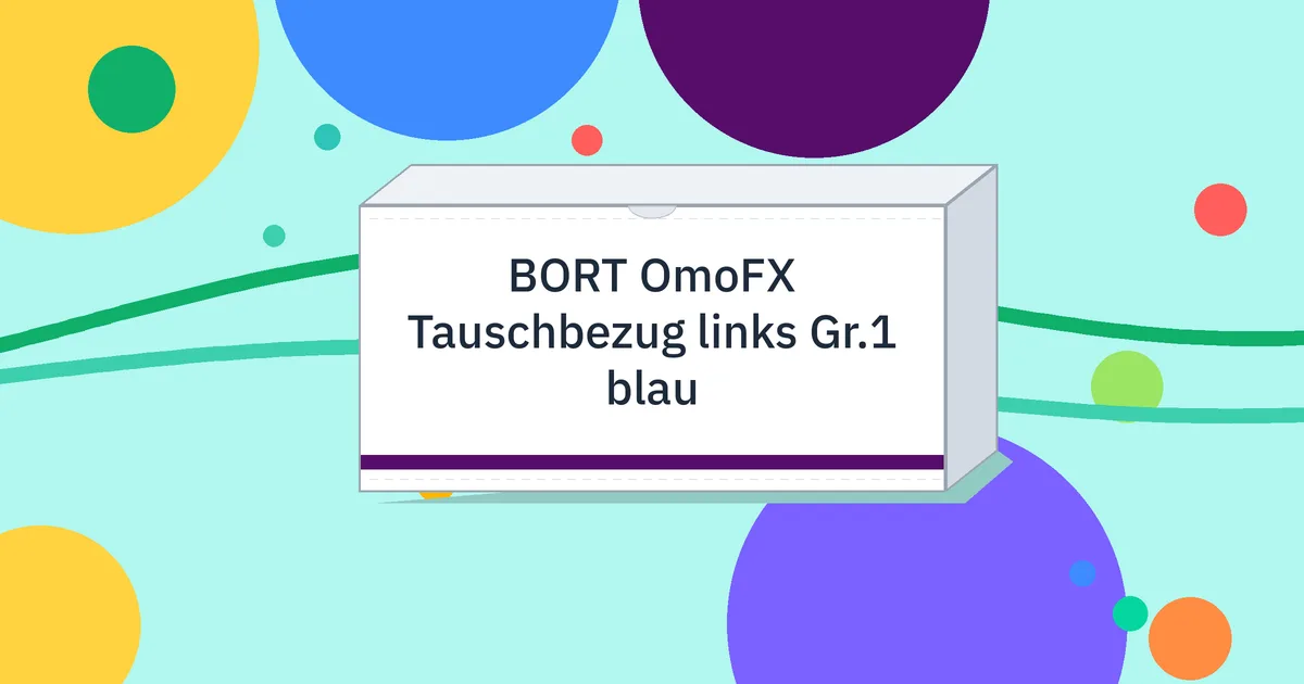 Symbolbild: Packung mit der Aufschrift BORT OmoFX Tauschbezug links Gr.1 blau (PZN 04806852) – Verfügbarkeit und Bezug in Apotheken in Frankfurt am Main
