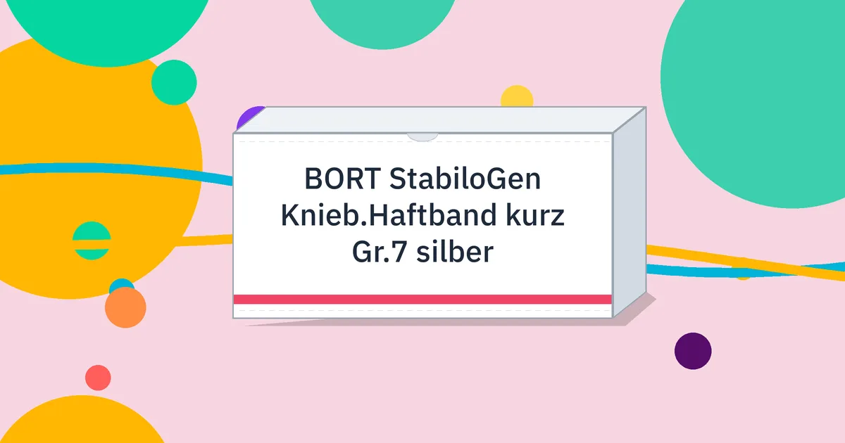 Symbolbild: Packung mit der Aufschrift BORT StabiloGen Knieb.Haftband kurz Gr.7 silber (PZN 18270065) – Verfügbarkeit und Bezug in Apotheken in Frankfurt am Main