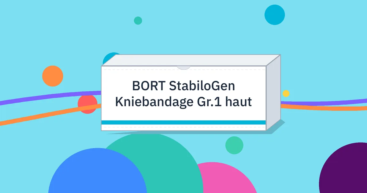 Symbolbild: Packung mit der Aufschrift BORT StabiloGen Kniebandage Gr.1 haut (PZN 16846489) – Verfügbarkeit und Bezug in Apotheken in Frankfurt am Main