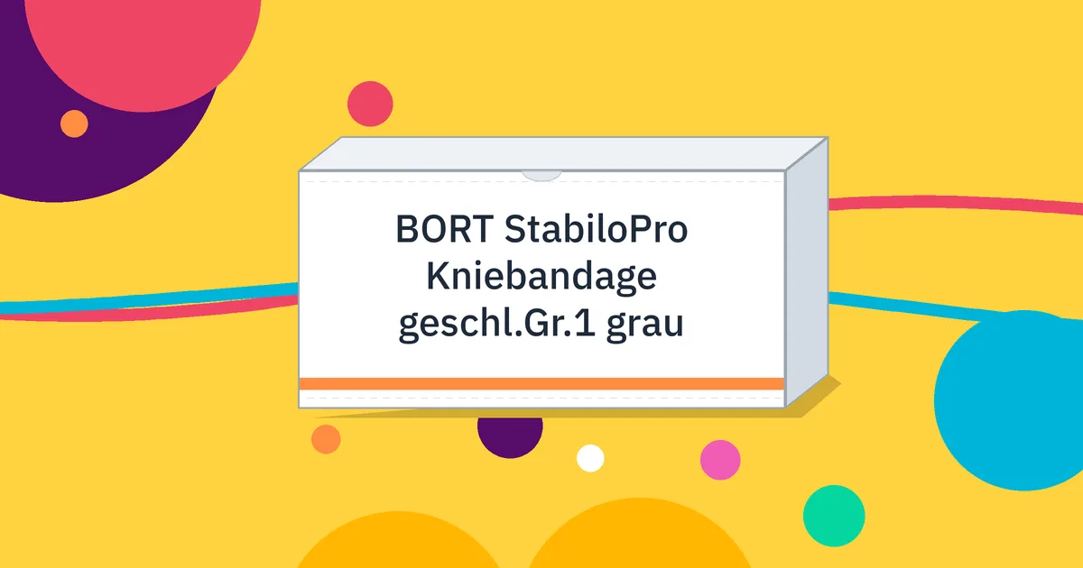 Symbolbild: Packung mit der Aufschrift BORT StabiloPro Kniebandage geschl.Gr.1 grau (PZN 15256685) – Verfügbarkeit und Bezug in Apotheken in Frankfurt am Main