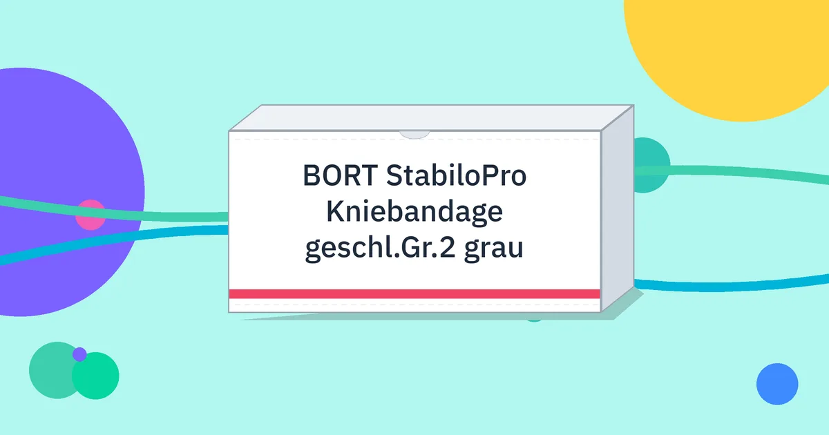 Symbolbild: Packung mit der Aufschrift BORT StabiloPro Kniebandage geschl.Gr.2 grau (PZN 15256691) – Verfügbarkeit und Bezug in Apotheken in Frankfurt am Main