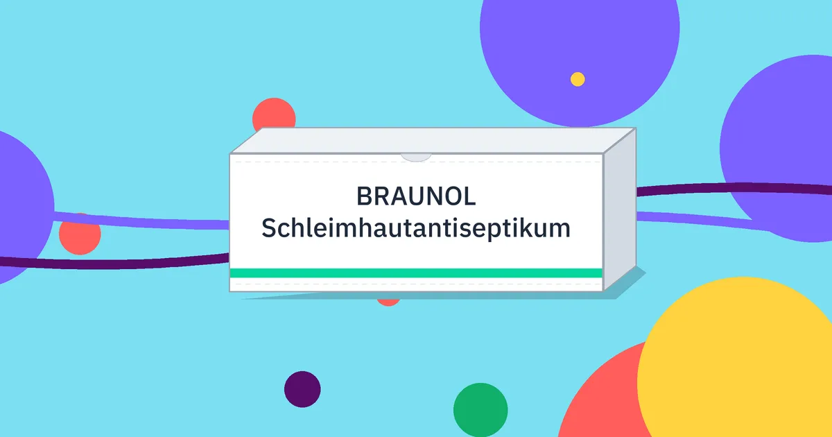 Symbolbild: Packung mit der Aufschrift BRAUNOL Schleimhautantiseptikum (PZN 01588679) – Verfügbarkeit und Bezug in Apotheken in Frankfurt am Main