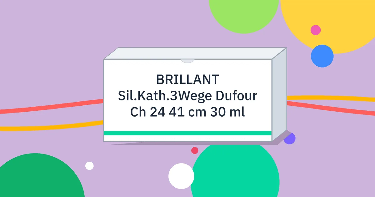 Symbolbild: Packung mit der Aufschrift BRILLANT Sil.Kath.3Wege Dufour Ch 24 41 cm 30 ml (PZN 07113776) – Verfügbarkeit und Bezug in Apotheken in Frankfurt am Main