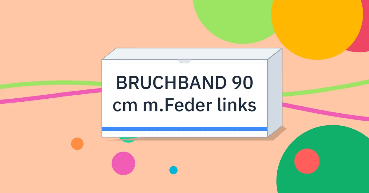 Symbolbild: Packung mit der Aufschrift BRUCHBAND 90 cm m.Feder links (PZN 01725283) – Verfügbarkeit und Bezug in Apotheken in Frankfurt am Main
