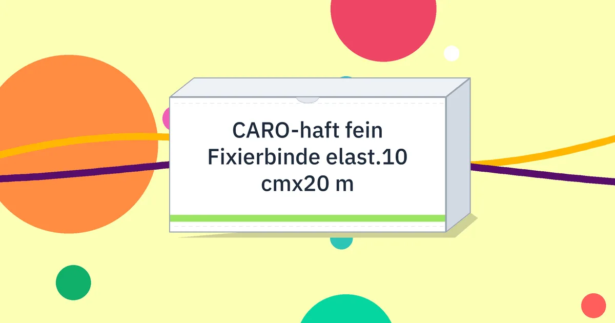 Symbolbild: Packung mit der Aufschrift CARO-haft fein Fixierbinde elast.10 cmx20 m (PZN 11670264) – Verfügbarkeit und Bezug in Apotheken in Frankfurt am Main