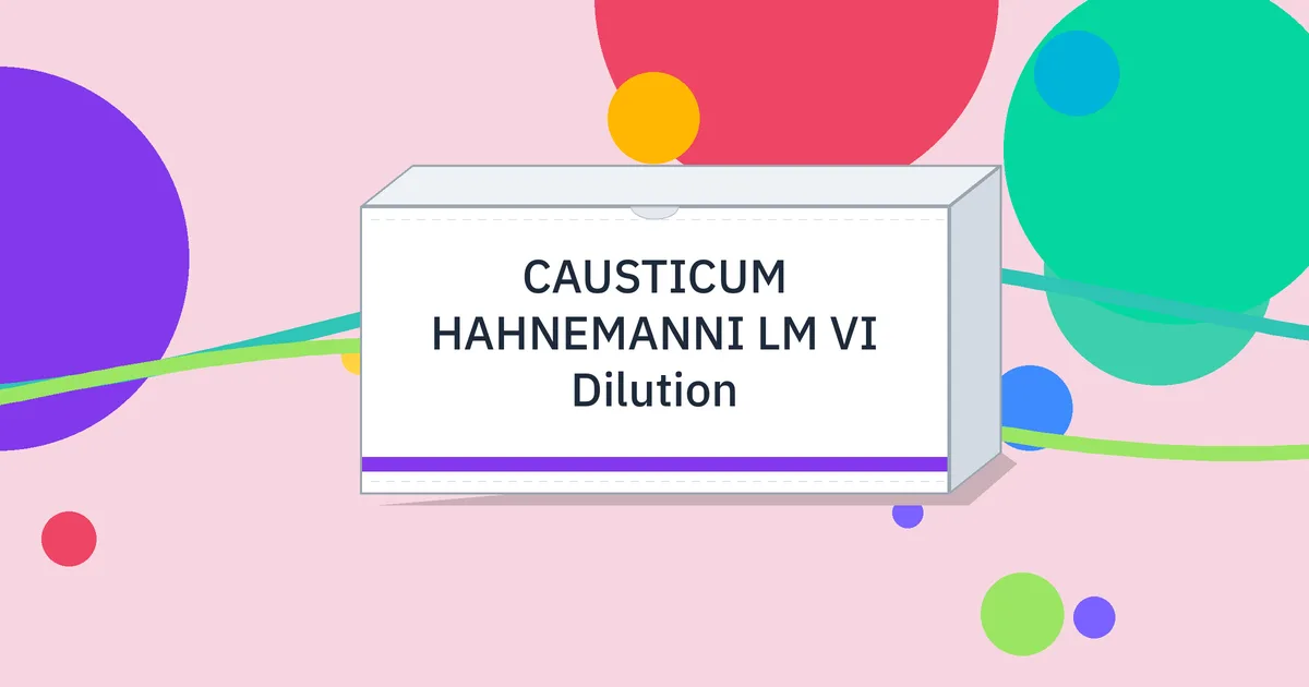 Symbolbild: Packung mit der Aufschrift CAUSTICUM HAHNEMANNI LM VI Dilution (PZN 02668021) – Verfügbarkeit und Bezug in Apotheken in Frankfurt am Main
