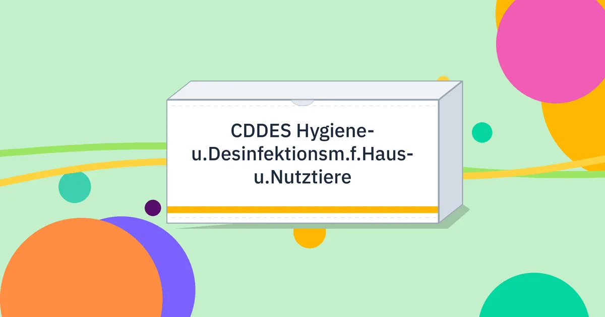 Symbolbild: Packung mit der Aufschrift CDDES Hygiene-u.Desinfektionsm.f.Haus-u.Nutztiere (PZN 18240271) – Verfügbarkeit und Bezug in Apotheken in Frankfurt am Main