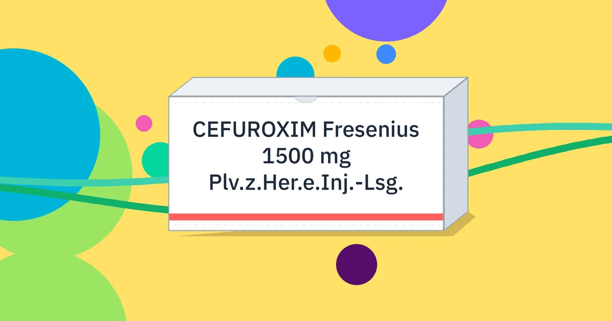 Symbolbild: Packung mit der Aufschrift CEFUROXIM Fresenius 1500 mg Plv.z.Her.e.Inj.-Lsg. (PZN 08420279) – Verfügbarkeit und Bezug in Apotheken in Frankfurt am Main